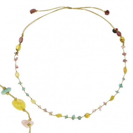 Collier fil or quartz rose, citrine, améthyste de vanessa simon